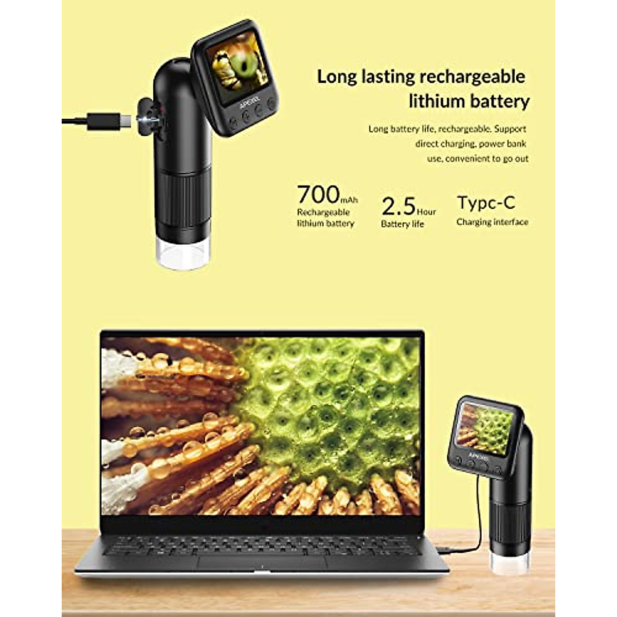 Handheld Digital Microscope, 800X HD Digital Microscope for Adults, with 2" LCD Screen Pocket Microscope for Kids, USB Lab Handheld Digital Microscopes Equipment, with 32GB SD Card