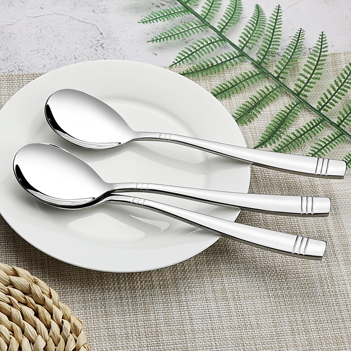 Obstnny 6 Pieces Stainless Steel Buffet Serving Spoons, Serving Spoons for Restaurant, Banquet, Party