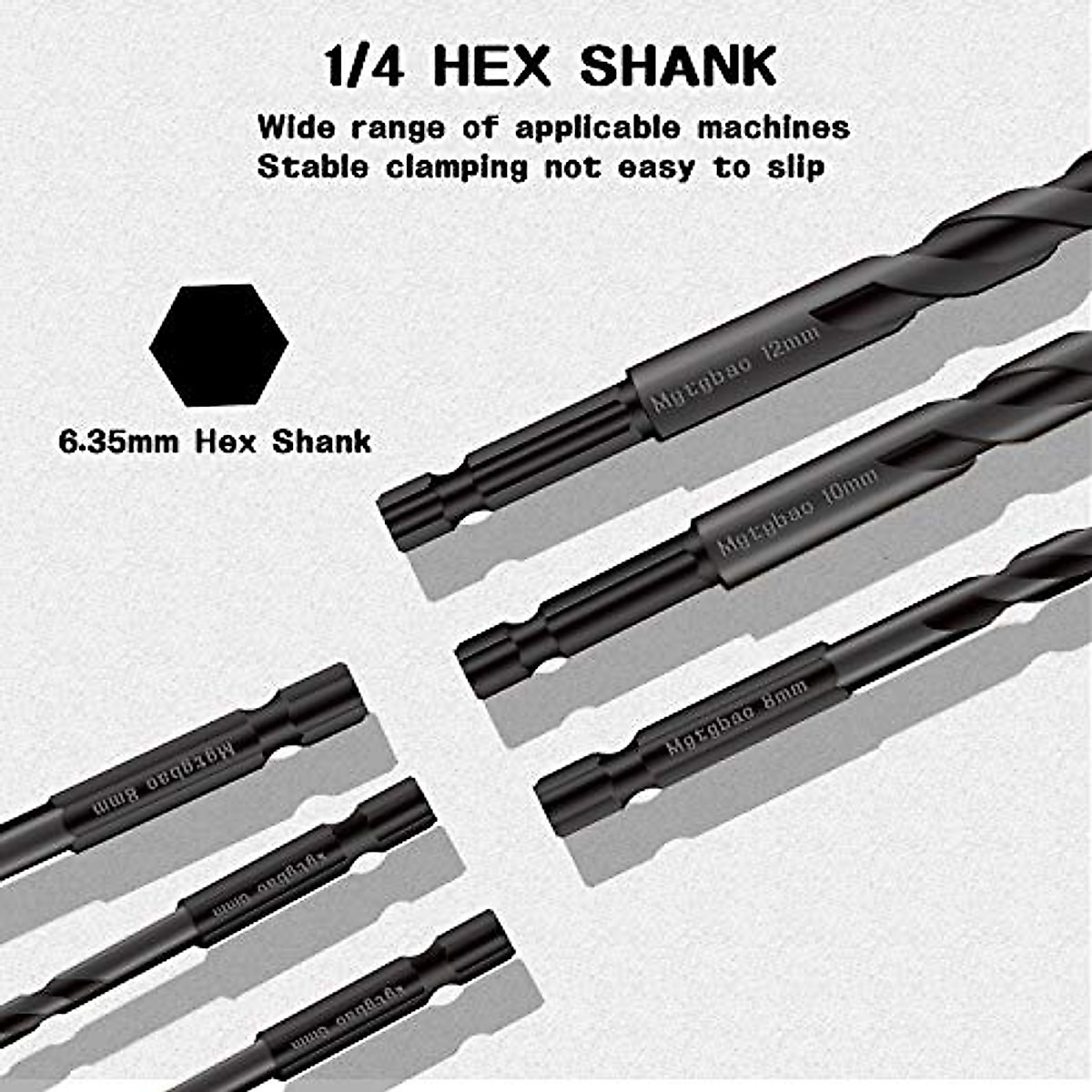 【 New 】6pcs Black Masonry Drill Bits Set, Mgtgbao Ceramic Tile Drill Bits Carbide Tip for Glass, Brick, Tile, Concrete, Plastic and Wood with size 6mm(1/4”), 8mm (5/16”), 10mm (3/8”), 12mm (1/2”).