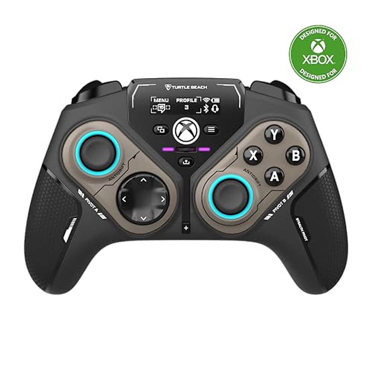 Turtle Beach Stealth Pivot Wireless Smart Game Controller Officially Licensed for Windows PC – Rotating Modules, Display Dashboard, Hall-Effect Sticks, Remappable Buttons, Bluetooth, 20-Hour Battery