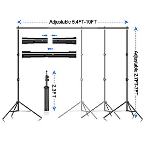 EMART Photo Video Studio Backdrop Stand Kit, 7×10ft Adjustable Photography Support System with Polyester Background(Black/White/Green Screen), Spring Clamps and Carry Bag for Photoshoot