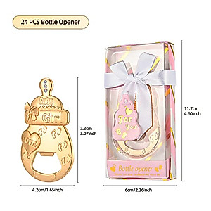 24 PCS Baby Bottle Opener Favors Baby Shower Party Favors Baby Girl Shower Gifts Decorations Souvenirs for Guest (Pink, 24)