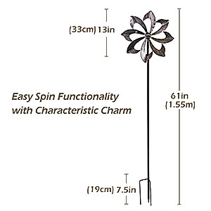 SteadyDoggie Wind Spinner Dahlia 61in Single Blade Easy Spinning Kinetic Wind Spinner for Outside – Vertical Metal Sculpture Stake Construction for Outdoor Yard Lawn & Garden