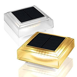 SOLPEX Outdoor Post Cap Lights - 35 Lumens, 30 LED Super Bright, Warm White, 2 Pack for Fence, Deck or Patio