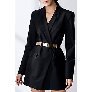 BABEYOND Metal Waistband Skinny Belt Elastic Waist Strap Stretchy Belt for Dress (Style-10-gold, Medium)