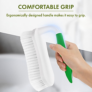 Amazer Scrub Brush for Cleaning Comfort Grip Shower Scrubber Flexible Stiff Bristles with Handle Heavy Duty Cleaner Brush for Tub Sink Carpet Floor - Pack of 2 (Blue+Green)