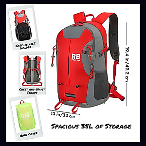 riderbag Reflective Motorcycle Backpack 35L, Lightweight Water-Resistant Daypack with Laptop Pocket for Commuting, Biking, and Daily Use – Red