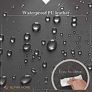 ALPHA HOME 24" Bar Stool Counter Height Bar Stools with Footrest Pu Leather Backless Kitchen Dining Cafe Chair with Thick Cushion & Sturdy Chromed Metal Steel Frame Base for Indoor Outdoor,Grey,2PC