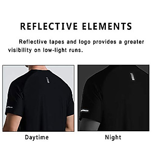 Men's Cooling Ice Silk Running Shirts Quick Dry Short Sleeve Athletic Gym T-Shirts UPF 50+ Outdoor Workout Tshirts Black