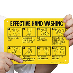 "Effective Hand Washing" Sign by SmartSign | 7" x 10" Plastic