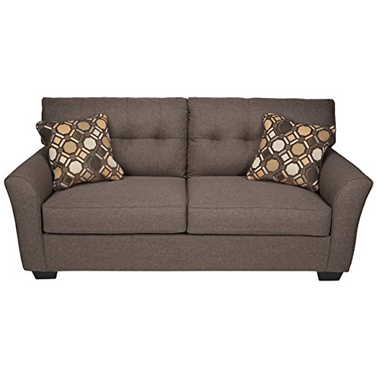 Signature Design by Ashley Tibbee Tufted Modern Sofa with 2 Accent Pillows, Dark Taupe