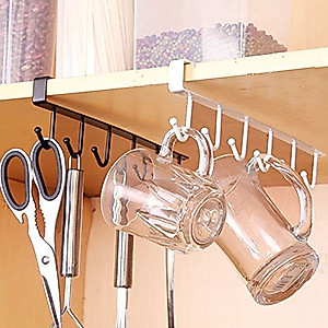 Gilroy Kitchen Bedroom Bathroom Wall Mount Hooks Rack, Rail Wall Hook Rack for Hanging Clothes Coat Hat Towels Mug White