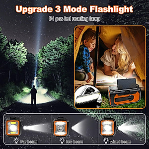 TURJGKSG 12000mAh Emergency Weather Radio, Hand Crank Radio, Portable AM/FM/NOAA Radio with 2 Solar Panels, Multi-Function Solar Radio with Flashlight Reading Lamp SOS, Compass, Power Bank(Orange)