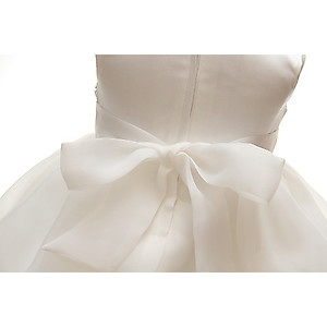 Meiqiduo Baby Girls Dresses Christening Wedding Pageant Bow Formal Dress Ivory White (6M/6-12months)