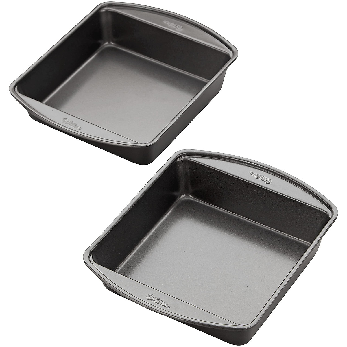 Wilton Perfect Results Premium Non-Stick 8-Inch Square Cake Pans, Set of 2, Steel Bakeware Set & Perfect Results Premium Non-Stick Bakeware Muffin Pan & Cupcake Pan, 12-Cup, Steel