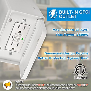 Outdoor Porch Light with GFCI Outlet Built in, Dusk to Dawn Outdoor Wall Lantern with Outlet, Waterproof Anti-Rust Exterior Light Fixture Outside Lights for House Garage Patio, Bulb Included (White)