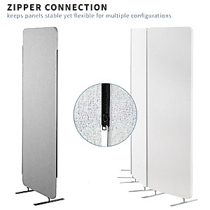 VIVO Freestanding 24 x 66 inch Privacy Panel, Cubicle Divider, Acoustic Wall Partition, Single 24 inch Panel with 2-Sided Zipper Attachment System, Gray, PP-1-T024G