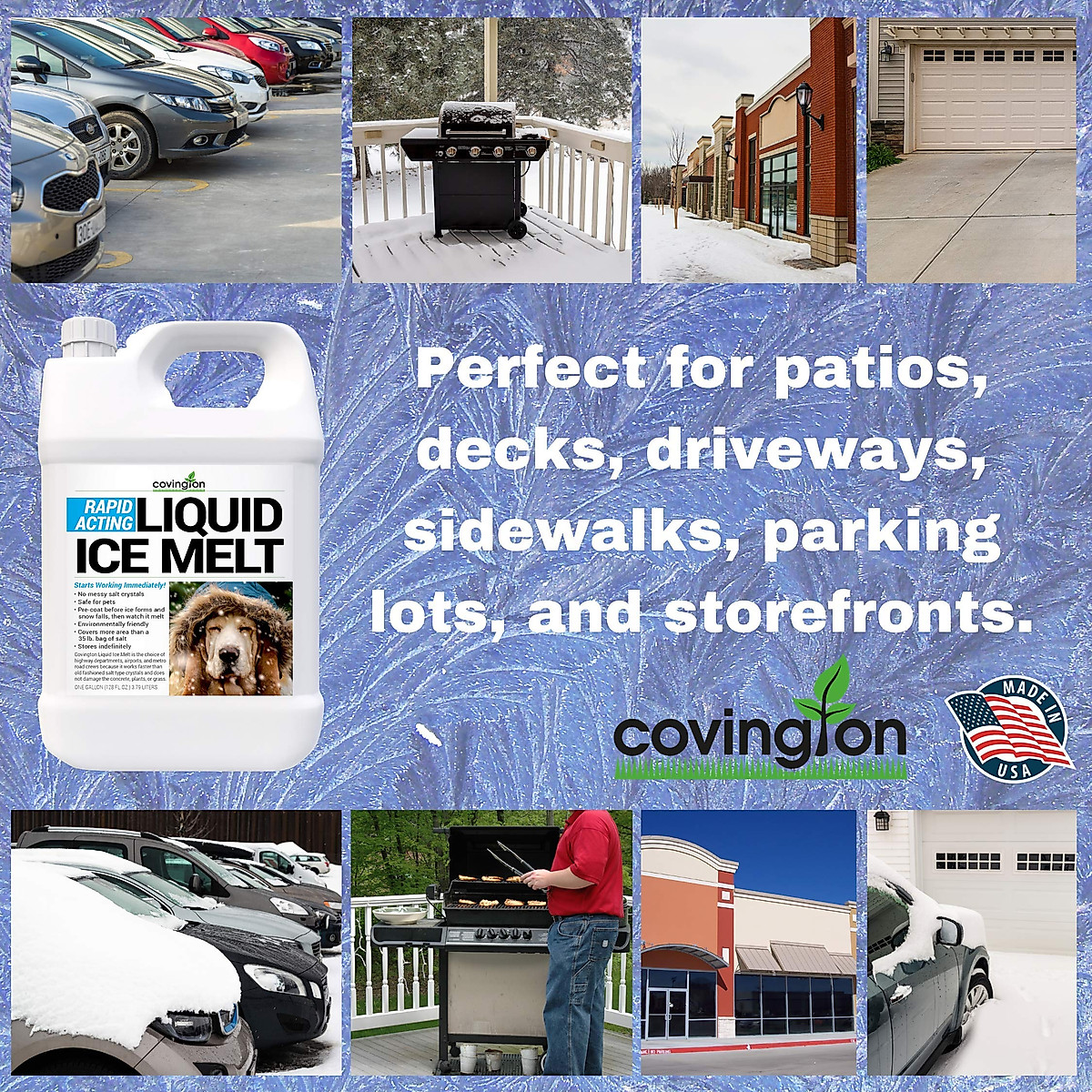 Ice Melt, Pet Safe Ice Melt, De Icer for Sidewalks, Driveways, Decks, & Concrete. Spray Pet Friendly Liquid Ice Melt, Covers More Ground & Easier than Spreading Salt Pellets, USA Made-1 Gallon
