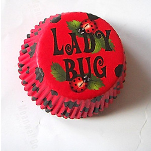Lucky Star Red Ladybug Colorful Paper Muffin Cupcake Liners case Baking Cups 100 pcs,Standard Size 2x1.25inch