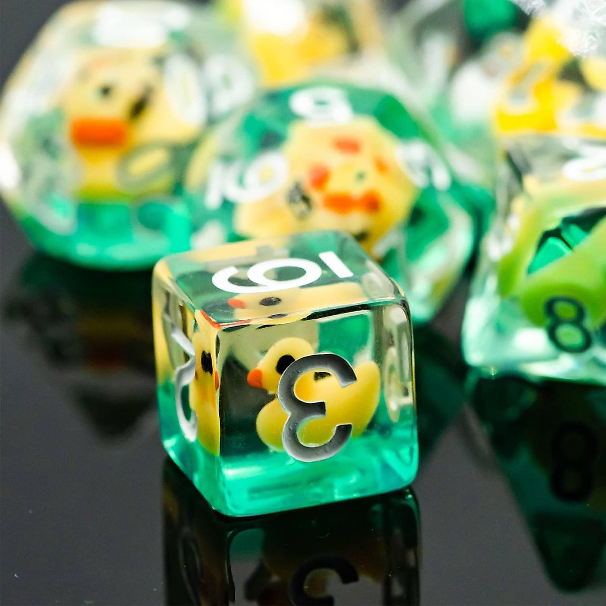 Cusdie 7-Die DND Dice, Polyhedral Dice Set Filled with Animal, Animal Dice Set for Role Playing Game Dungeons and Dragons D&D Dice MTG Pathfinder (Yellow Duck)