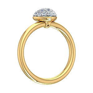 FINEROCK 1/4 Carat Diamond Heart-Shaped Promise Ring Band in 14K Yellow Gold (Ring Size 10.5)