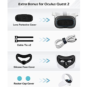 TOENNESEN Hard Carrying Case Compatible with Meta/Oculus Quest 2 VR Headset with Official Elite Battery Strap and Touch Controllers Accessories, Lightweight for Travel and Home Storage(Grey)