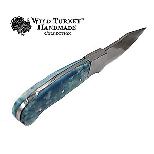 Wild Turkey Handmade Collection 8" Fixed Blade Skinner Hunting Knife Includes a Genuine Leather Sheath (5-BCB)