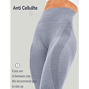 HIGORUN Women Seamless Leggings Smile Contour High Waist Workout Gym Yoga Pants Light Grey XS