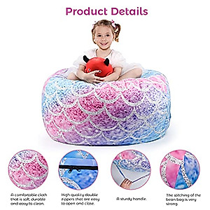 KABOER Bean Bag Cover for Kids,200L Stuffed Animal Storage Bean Bag Chair Cover |Stuffable Zipper Beanbag for Organizing Children Soft Plush Toys (32x29inch)