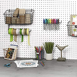 Spectrum Diversified Medium Pegboard & Wall, Wire Slatwall & Pegboard Mount Basket, 16.25"L x 4.5"W, Industrial Gray