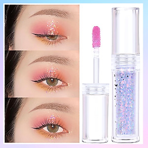 Glitter Liquid Eyeshadow Glitter Eye Makeup Galaxy Liquid Eyeshadow Korean Makeup, Pigmented, Long Lasting, Quick Drying, Loose Glitter Glue for Crystals Eye Makeup