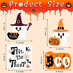 4 Pieces Halloween Decor Halloween Tiered Tray Decorations Tabletop Wooden Ghost Theme Table Centerpieces Cute Decor Boo Halloween Blocks Spooky Sign Trick or Treat Candy Sign for Home Shelf Party