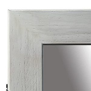 Abington Lane Standing Jewelry Armoire - Lockable Cabinet Organizer Jewelry Storage with Full Length Mirror and LED Lights (Antique White)