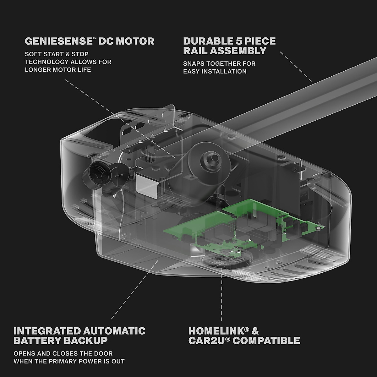Genie 7155-TKV Smart Garage Door Opener StealthDrive Connect - Ultra Quiet opener, WiFi, Battery Backup - Works with Alexa & Google Home