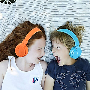 gorsun Kids Headphones, Lightweight Stereo Wired Toddler Headphones，Adjustable Headband Children's Headset for Smartphones Computer Pad Earphones(Orange)