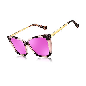 FEISEDY Trendy Polarized Women Sunglasses, Retro Womens Square Cat Eye Sun Glasses B4134