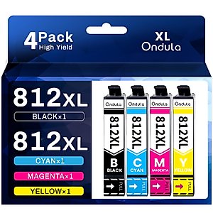 812XL Ink Cartridges Combo Pack Remanufactured Replacement for Epson 812 XL Ink Cartridges [Upgrade Firmware] for Workforce Pro WF-7840 WF-7820 WF-7310 EC-C7000 Printer (Black Cyan Magenta Yellow)