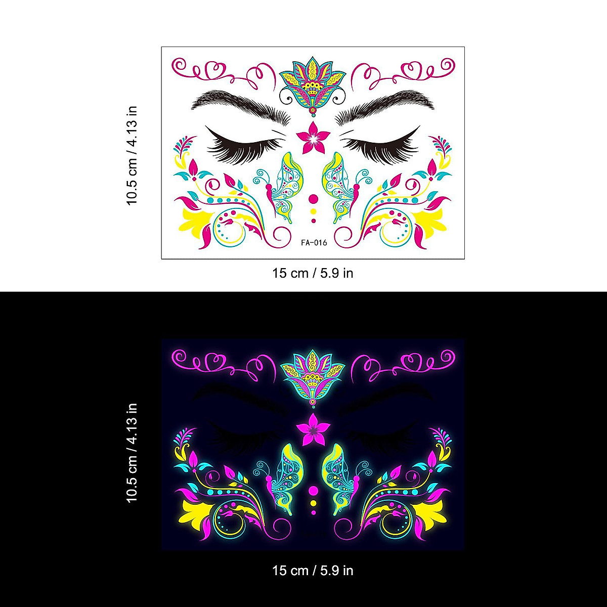 Glow In The Dark Tattoos for Adults, Blacklight Neon Glow Temporary Tattoos Makeup Butterfly Tattoos Stickers for Halloween Glow In The Dark Party Supplies
