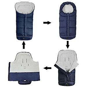 3in1 Baby Sleeping Bag Adaptable for Toddler Strolllers Buggy Pushchair,Cozy Toes, Comfortable,Length Adjustable,Practical Design Makes Us Outstanding,6-36M,Navy Blue