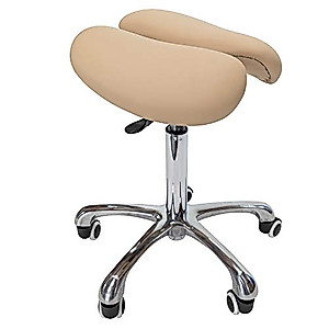 Rolling Saddle Stool w. Split Seat (Beige)