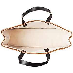 Santa Barbara Design Studio Tote Bag Hold Everything Collection Black and White 100% Cotton Canvas with Genuine Leather Handles, Large, Road Trip