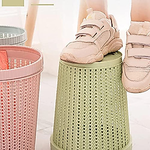 UWEL Hollow Trash Can Waste Bin with Built-in Trash Bag Storage Box Creative Wastebasket Garbage Bin Storage Basket Home Living Room Bedroom Kitchen Waste Debris Storage Garbage Bin Basket (Blue)