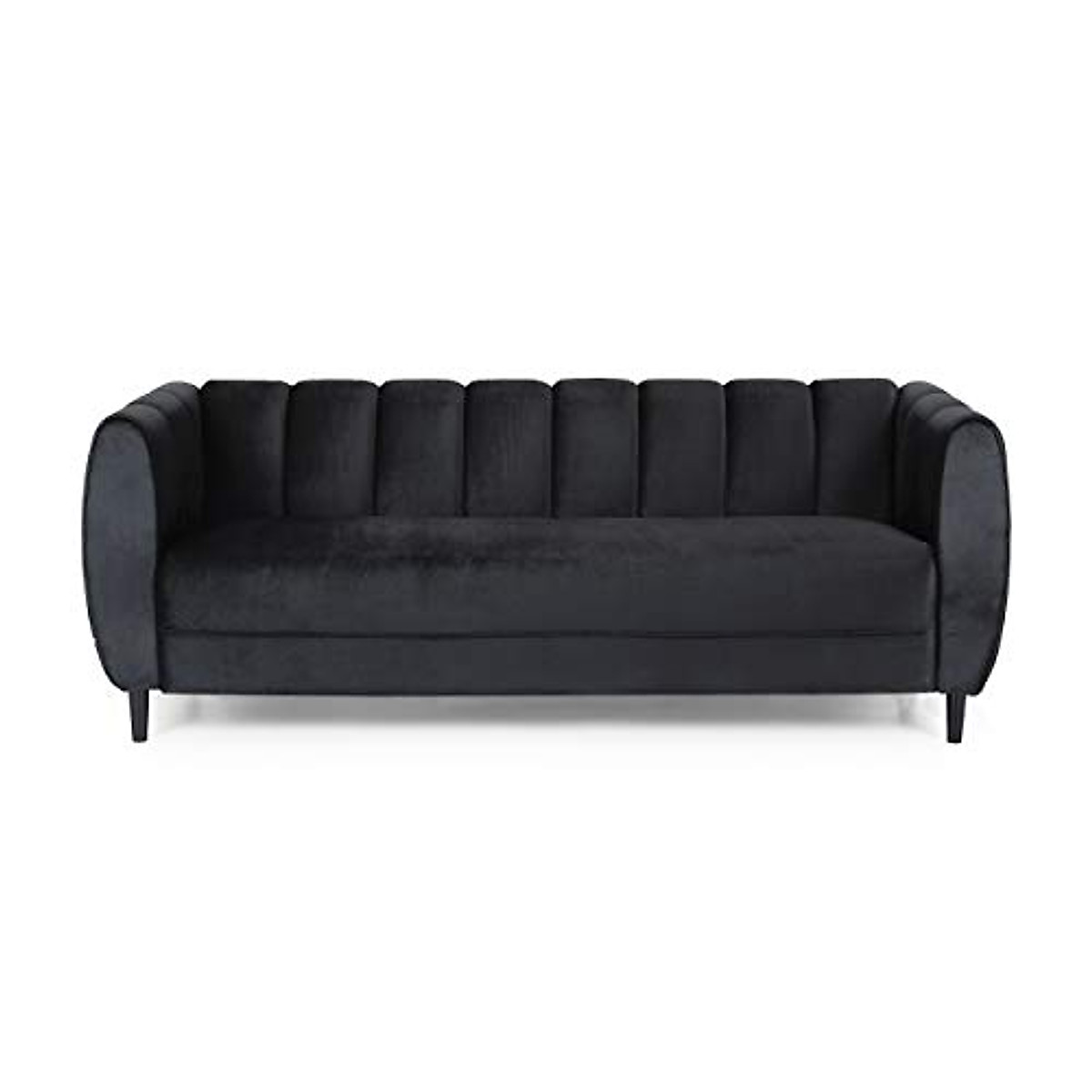 Christopher Knight Home Miranda Velvet 3 Seater Sofa, Black, Dark Brown