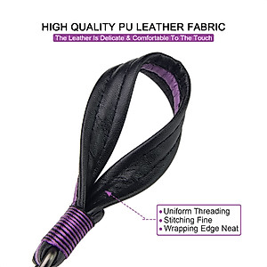 TANGSEN Purple Black Leather Keychain Handmade Wrist Strap Fingerprint Resistant