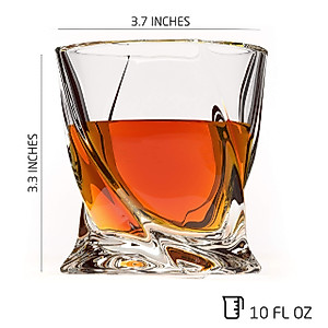 Whiskey Glass Set of 2 - Whyskey Rocks Chilling Stones & 2 Bourbon Glasses For Men or Women - Large 10oz No Lead Crystal Whiskey Glass And Stone Set - Premium Glassware in Wooden Box