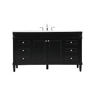 Elegant Decor Indoor Modern Under Sink Bathroom Fixtures Storage Organizer Cabinet 60 inch Single Bathroom Vanity - Black