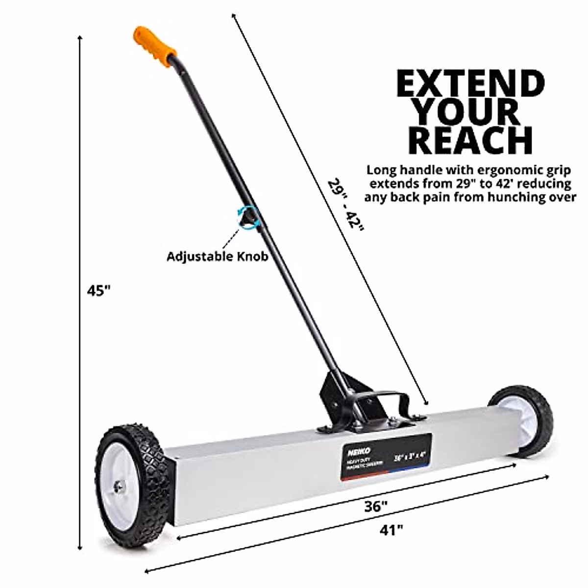 Karcher S 4 Twin Walk-Behind Outdoor Hand Push Floor Sweeper & NEIKO 53418A 36-Inch Magnetic Pickup Sweeper with Wheels, Adjustable Handle, and Floor Magnet