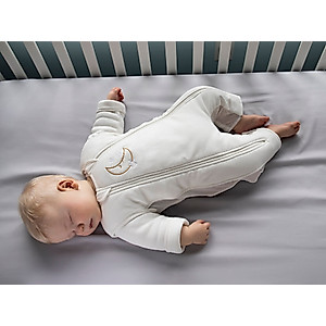 Baby Brezza 2-in-1 Double Zipper Baby Sleepsuit - Unique Swaddle Transition Sleepsuit - Breathable with Mesh Panels - Converts from Sleepsuit to Sleep Vest, 3-6 Months, Cream