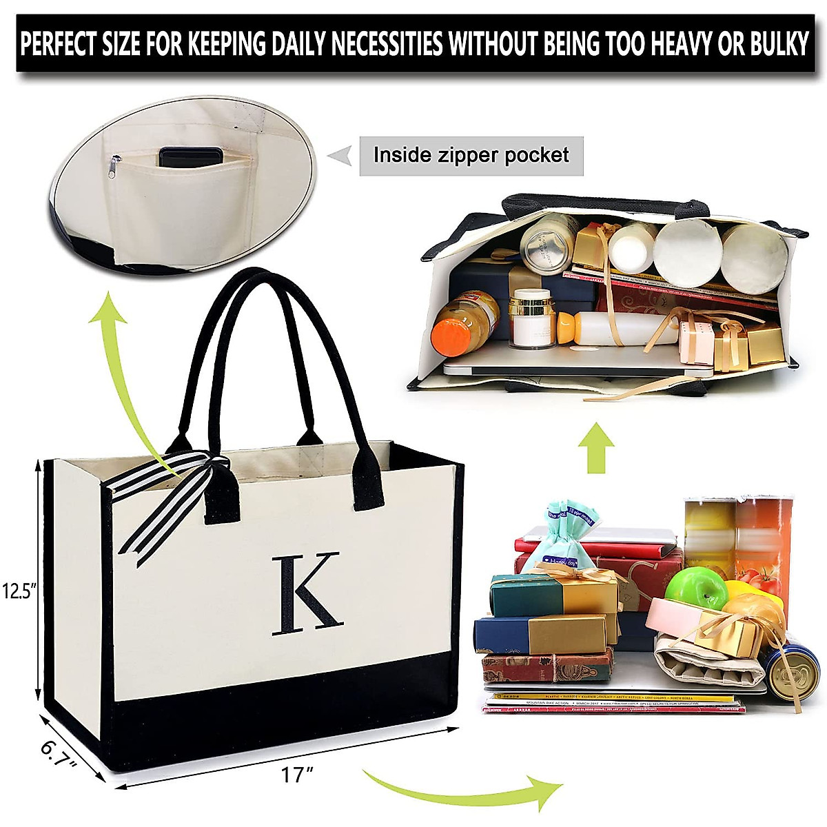 BeeGreen Large Tote Bags for Women Teacher Her Friend Friendship Coworkers Female Thank You Gifts for Women Beach Tote Canvas Bag Womens Tote Bag Relaxation Gifts Sister Birthday Gifts Retirement K