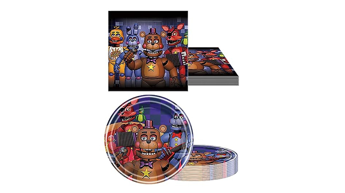 41pcs FNAF Birthday Party Supplies Plates Napkins Tablecloth